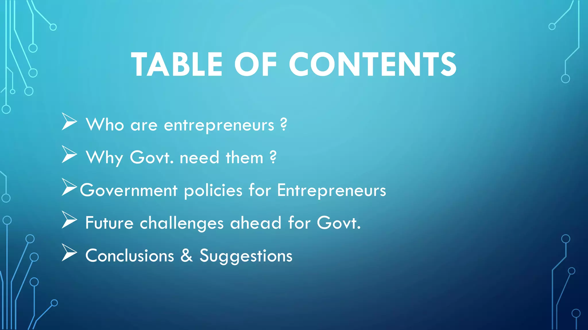 Government policies for entrepreneurs | PDF