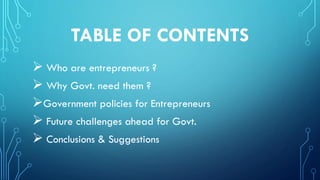 Government policies for entrepreneurs | PDF