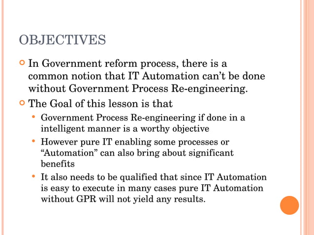 Government Process Re-engineering | PPT | Computing | Technology ...
