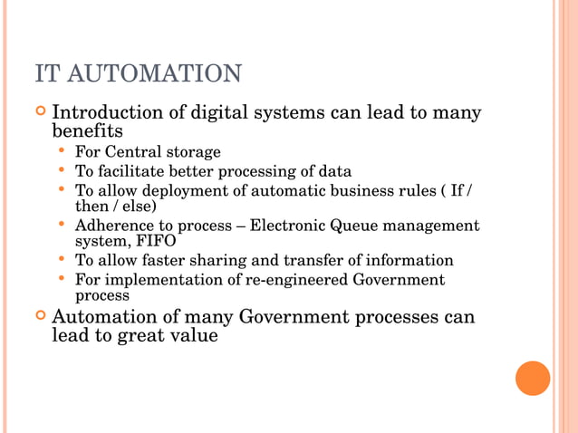 Government Process Re-engineering | PPT | Computing | Technology & Computing