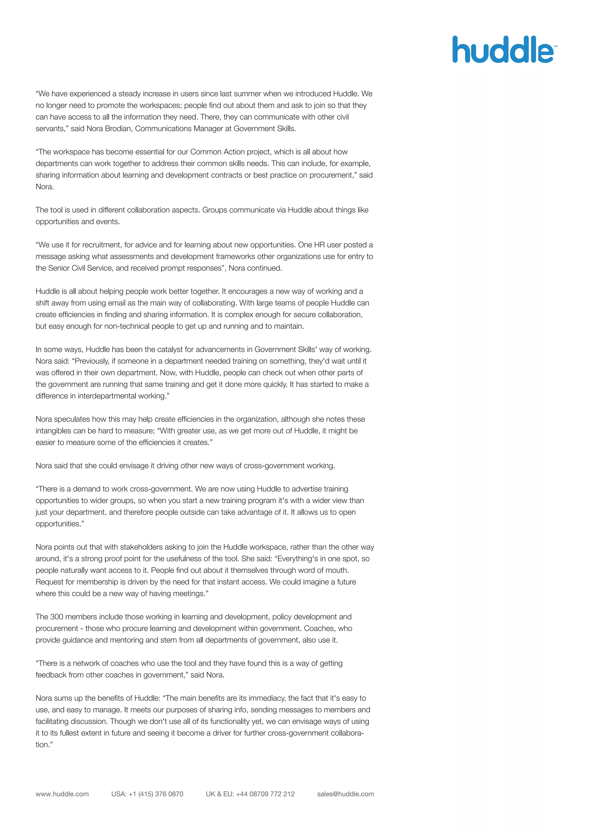 Huddle promotes intergovernmental working with Government Skills. | PDF