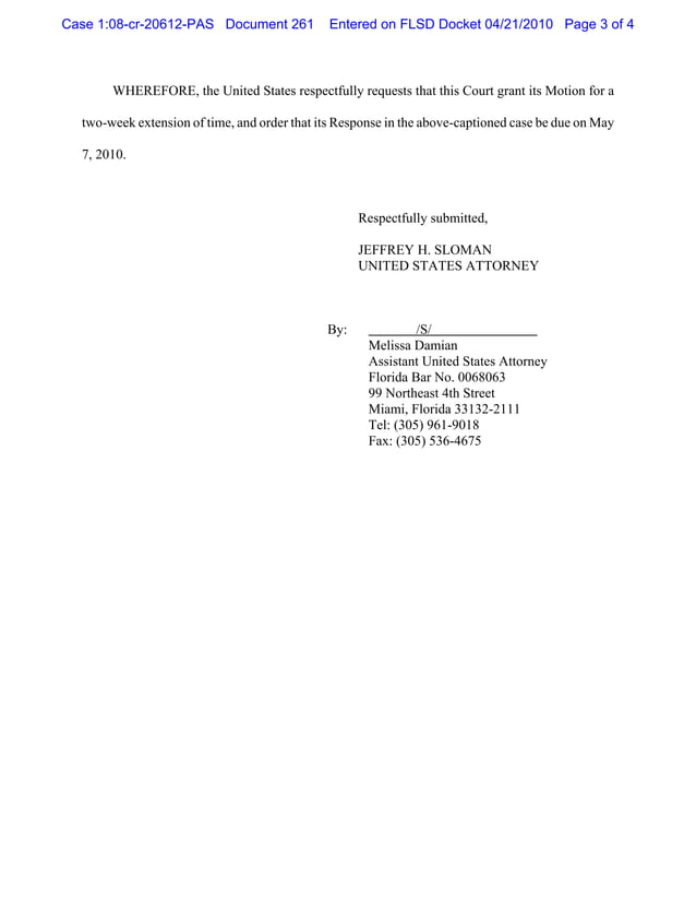Government’s motion for extension of time to file response to defendant ...