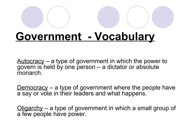 Government - Vocabulary words . | PPT