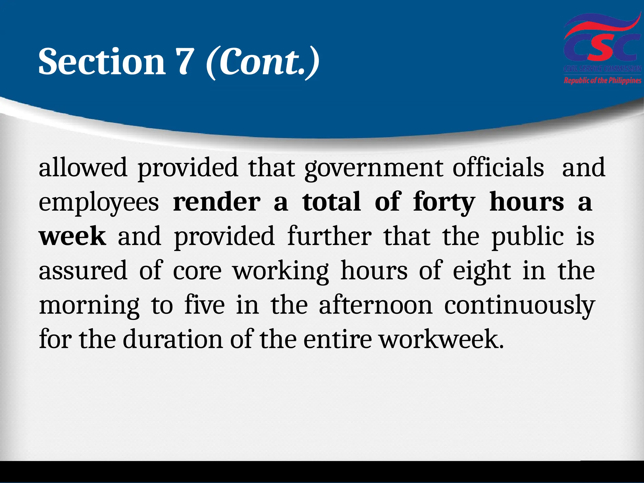Government Working Hours among employees in the civil service of the ...