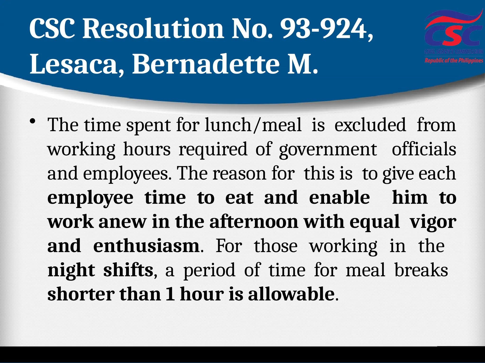 Government Working Hours among employees in the civil service of the ...