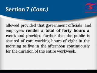 Government Working Hours among employees in the civil service of the ...