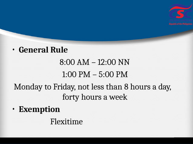 Government Working Hours among employees in the civil service of the ...