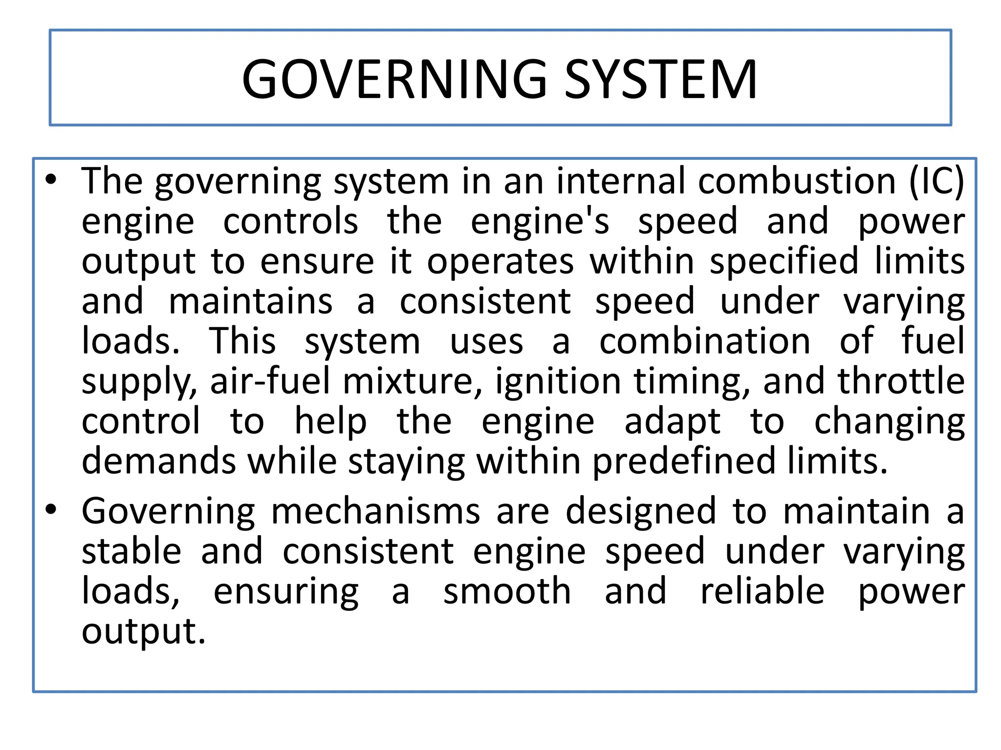 GOVERNOR system study of automobile engineering | PDF