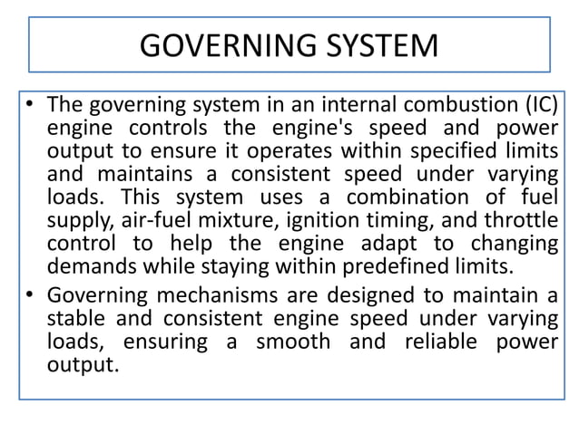 GOVERNOR system study of automobile engineering | PPT