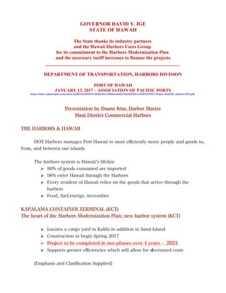 Governor David Ige - Kapalama Container Terminal - Strategy for Success ...