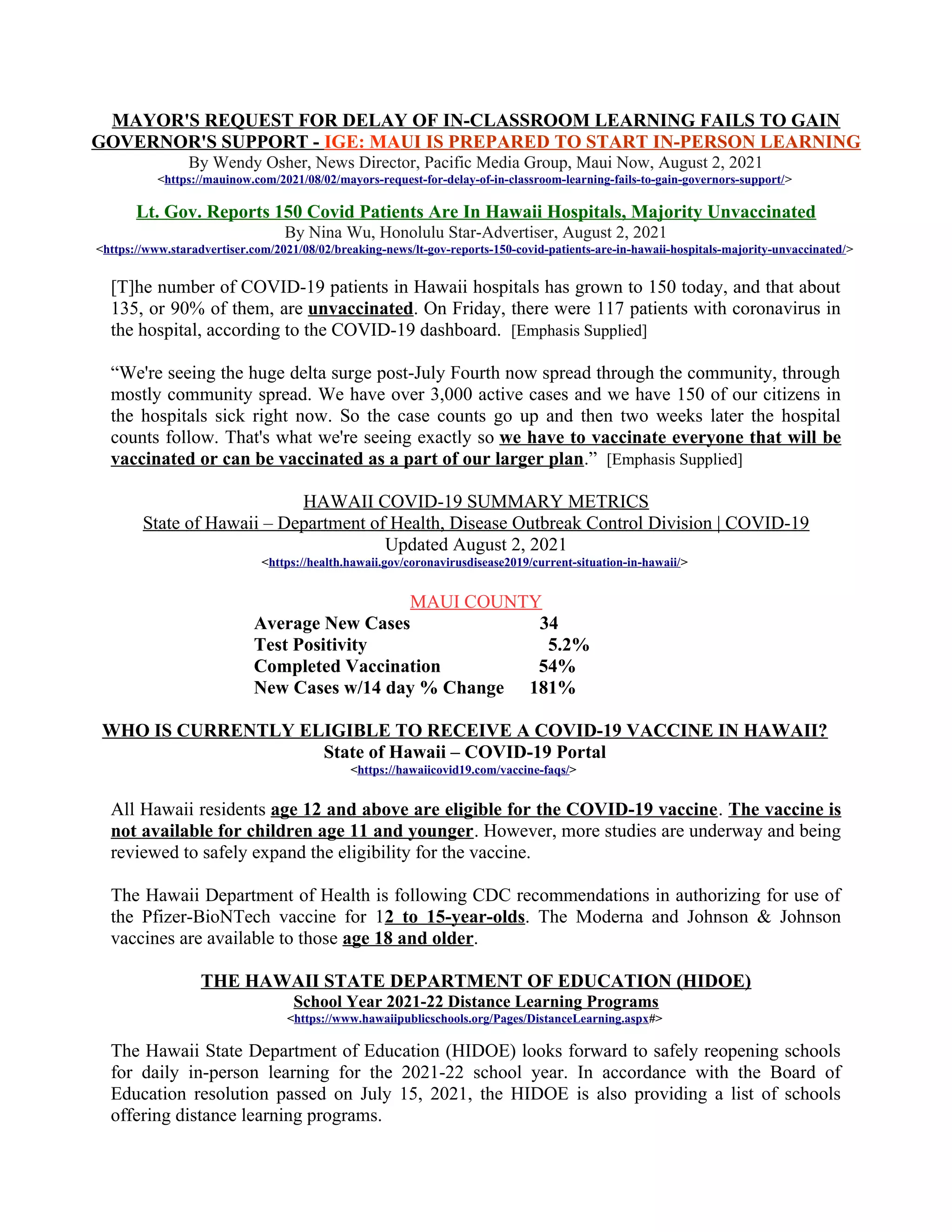 Hawaii Governor David Ige - Maui Mayor Mike Victorino - Crisis ...