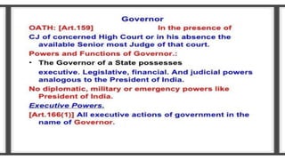 State Executive - Governor - Indian Constitution | PPT
