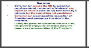 State Executive - Governor - Indian Constitution | PPT
