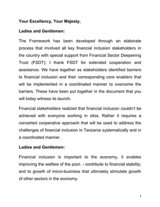 OFFICIAL LAUNCH OF THE NATIONAL FINANCIAL INCLUSION FRAMEWORK | PDF