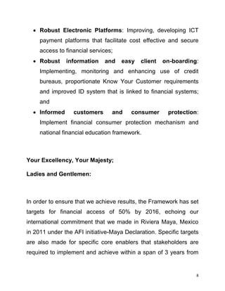 OFFICIAL LAUNCH OF THE NATIONAL FINANCIAL INCLUSION FRAMEWORK | PDF