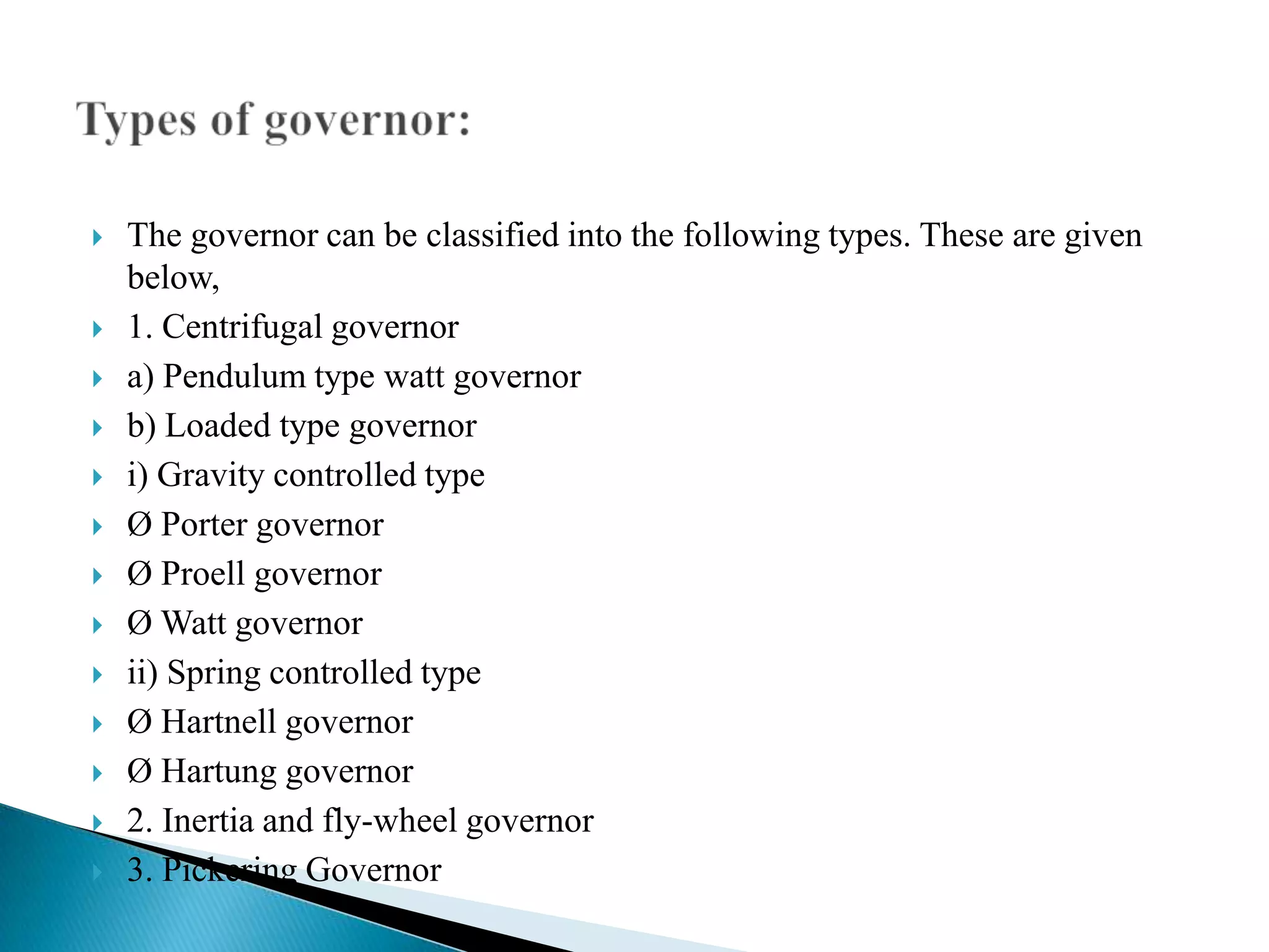 Governor used in vehicles | PPTX