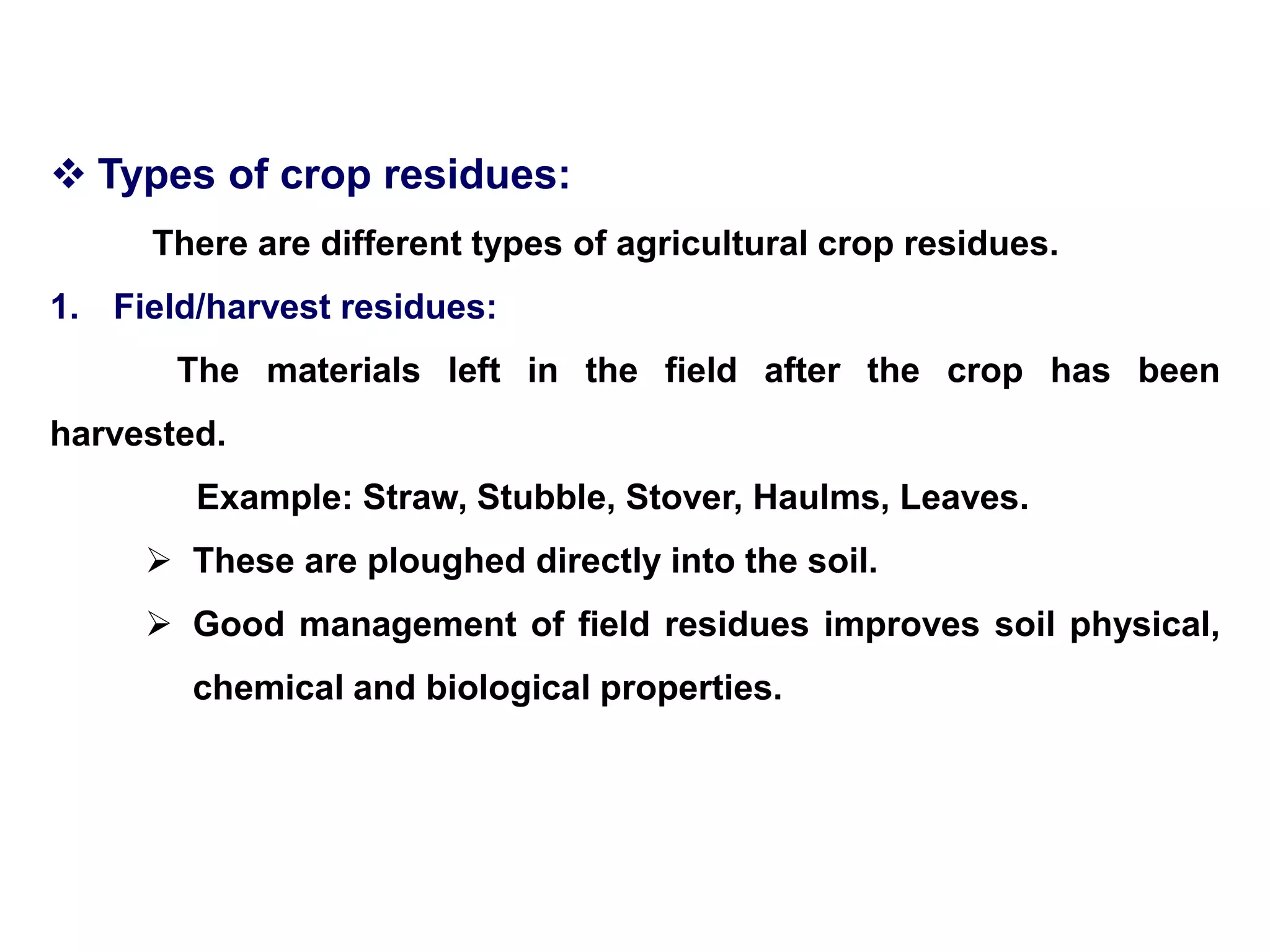 Crop Residue Management for Soil Health Enhancement | PPT
