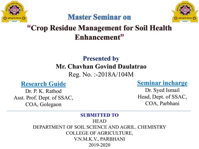 Crop Residue Management for Soil Health Enhancement | PPT | Agriculture | Industries