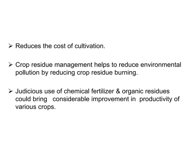 Crop Residue Management for Soil Health Enhancement | PPT | Agriculture | Industries