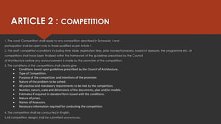 Council of Architecture | Architecture Design Competition Guidelines | PDF