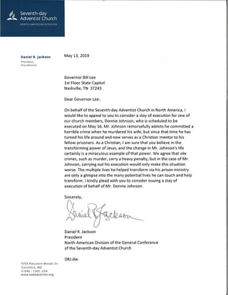 Gov lee letter donnie johnson appeal from nad | PDF