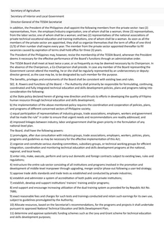 REPUBLIC ACT NO. -7796- ] AN ACT CREATING THE TECHNICAL EDUCATION AND ...