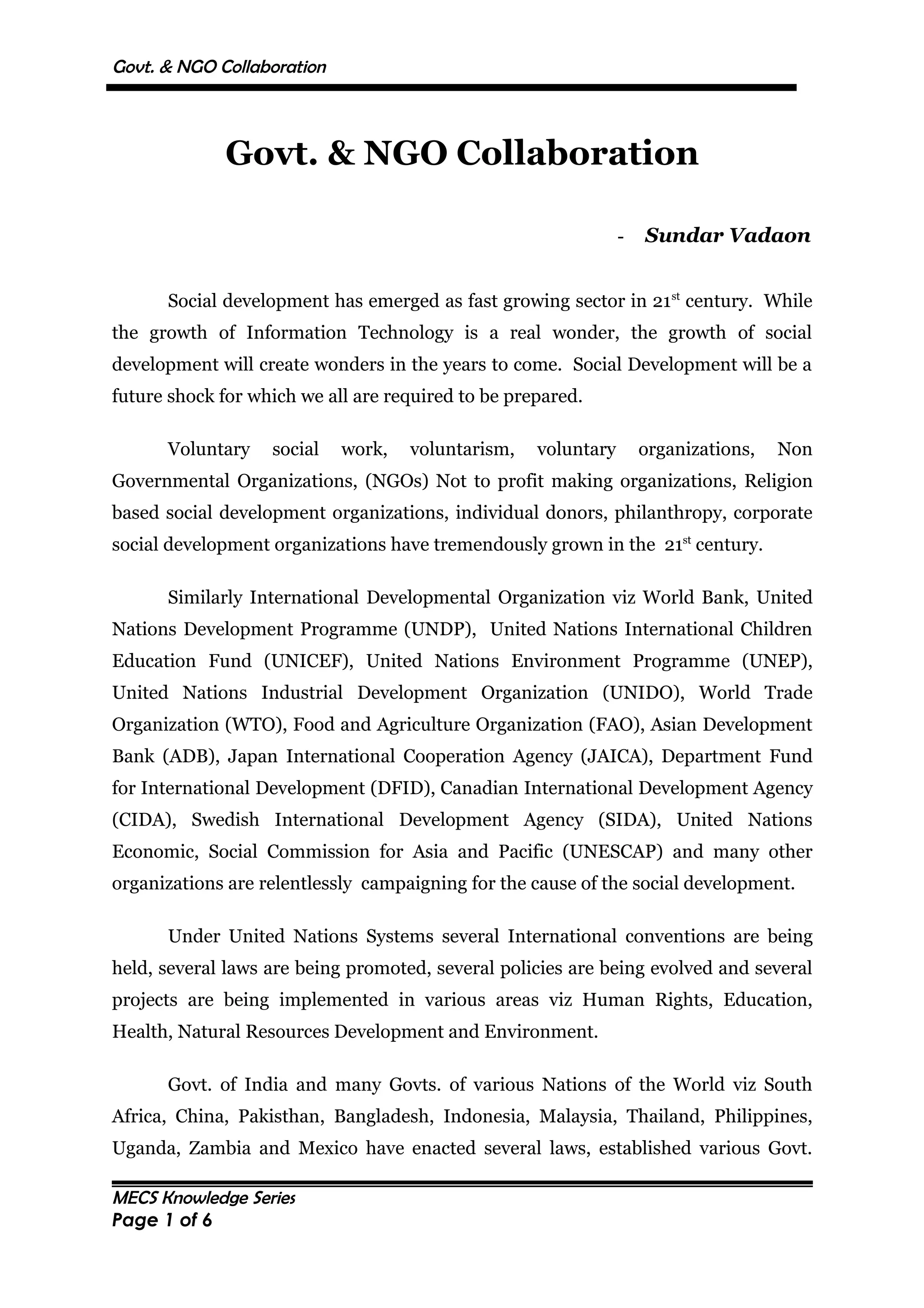 Govt & Ngo Collaboration | DOC