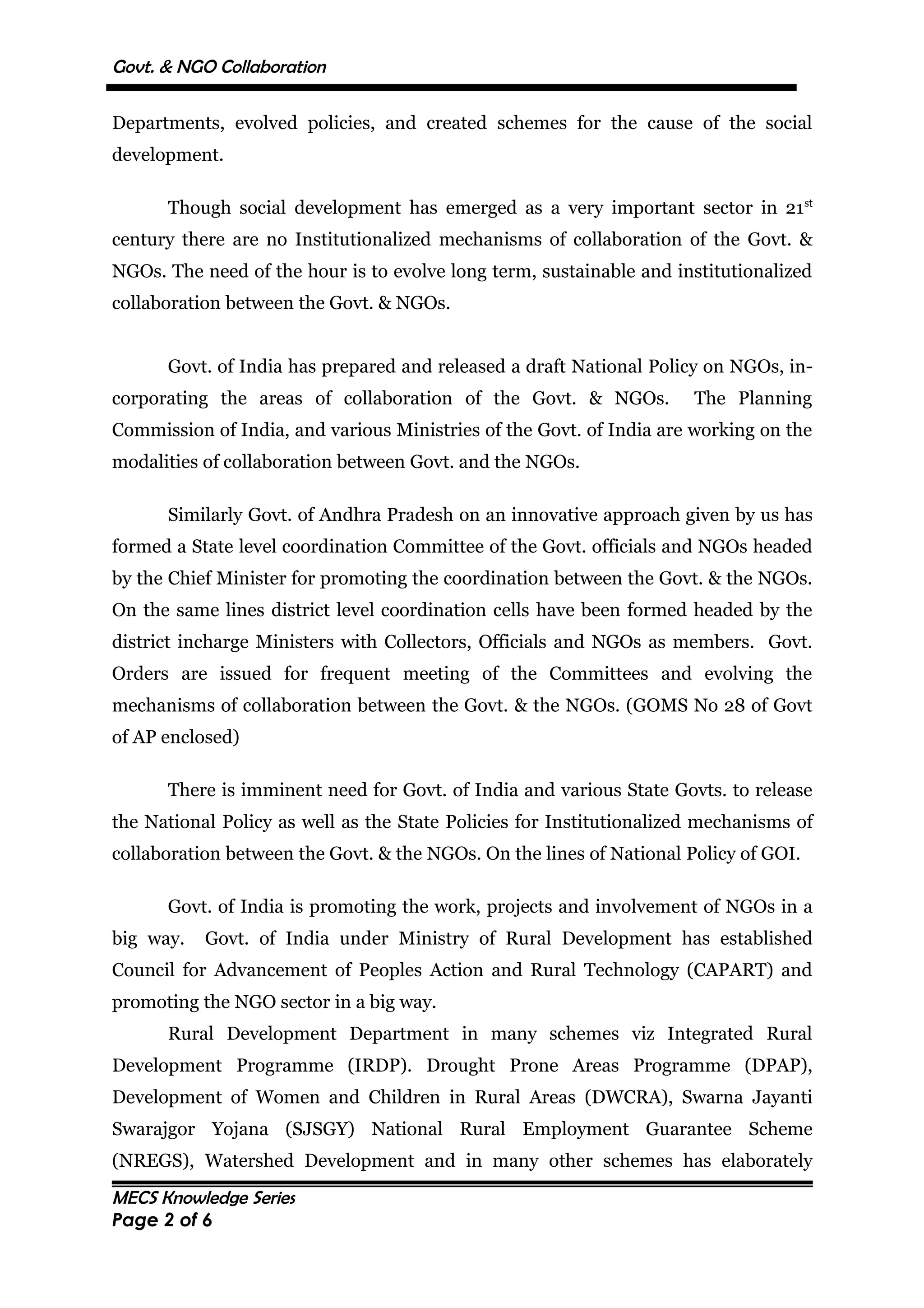 Govt & Ngo Collaboration | DOC