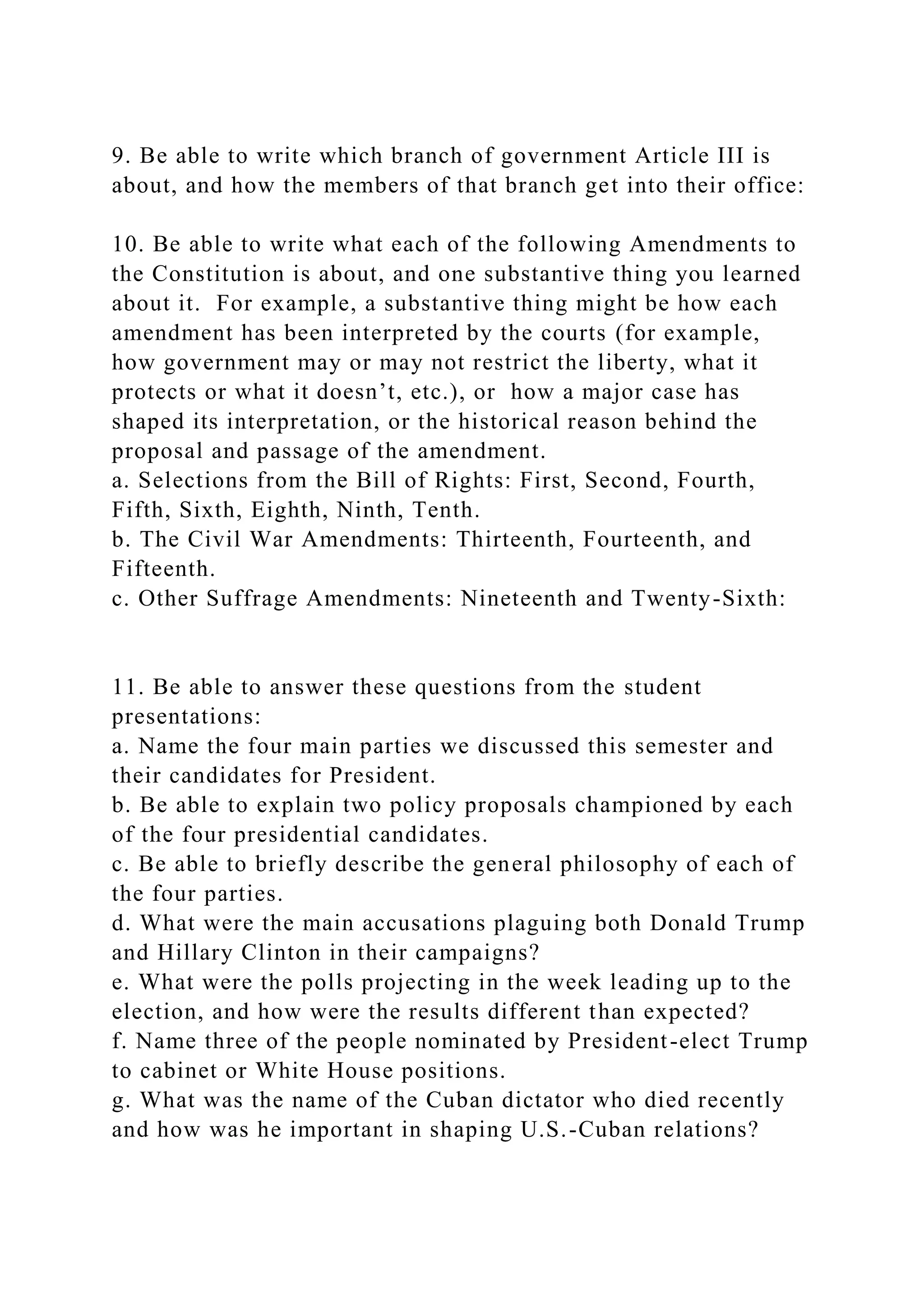 GOVT 2305 Final Exam Review (Version as of 113016)1. Be prepar.docx