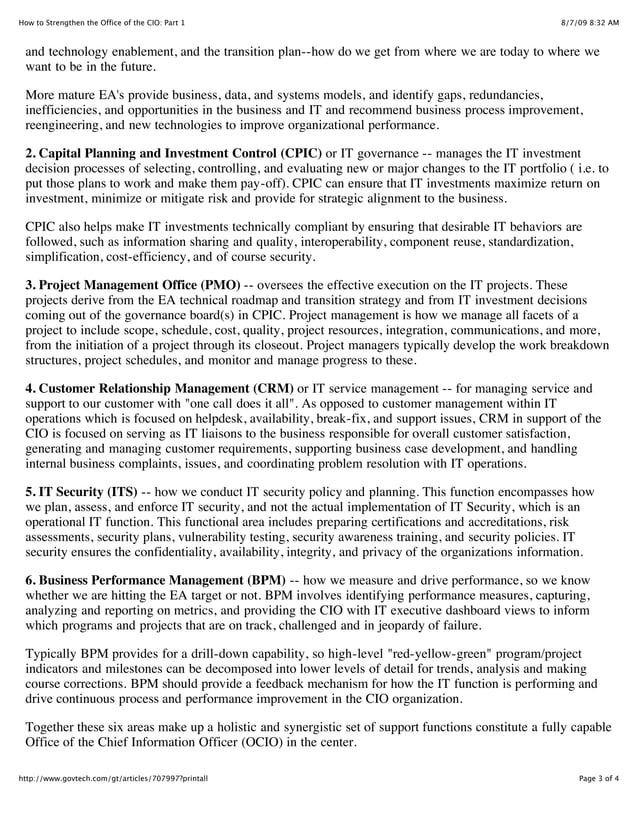 CIO Support Services Framework Part I of II - Andy Blumenthal | PDF | IT and Internet Support ...