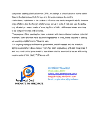 Govt promises relook at retail FDI norms | PDF