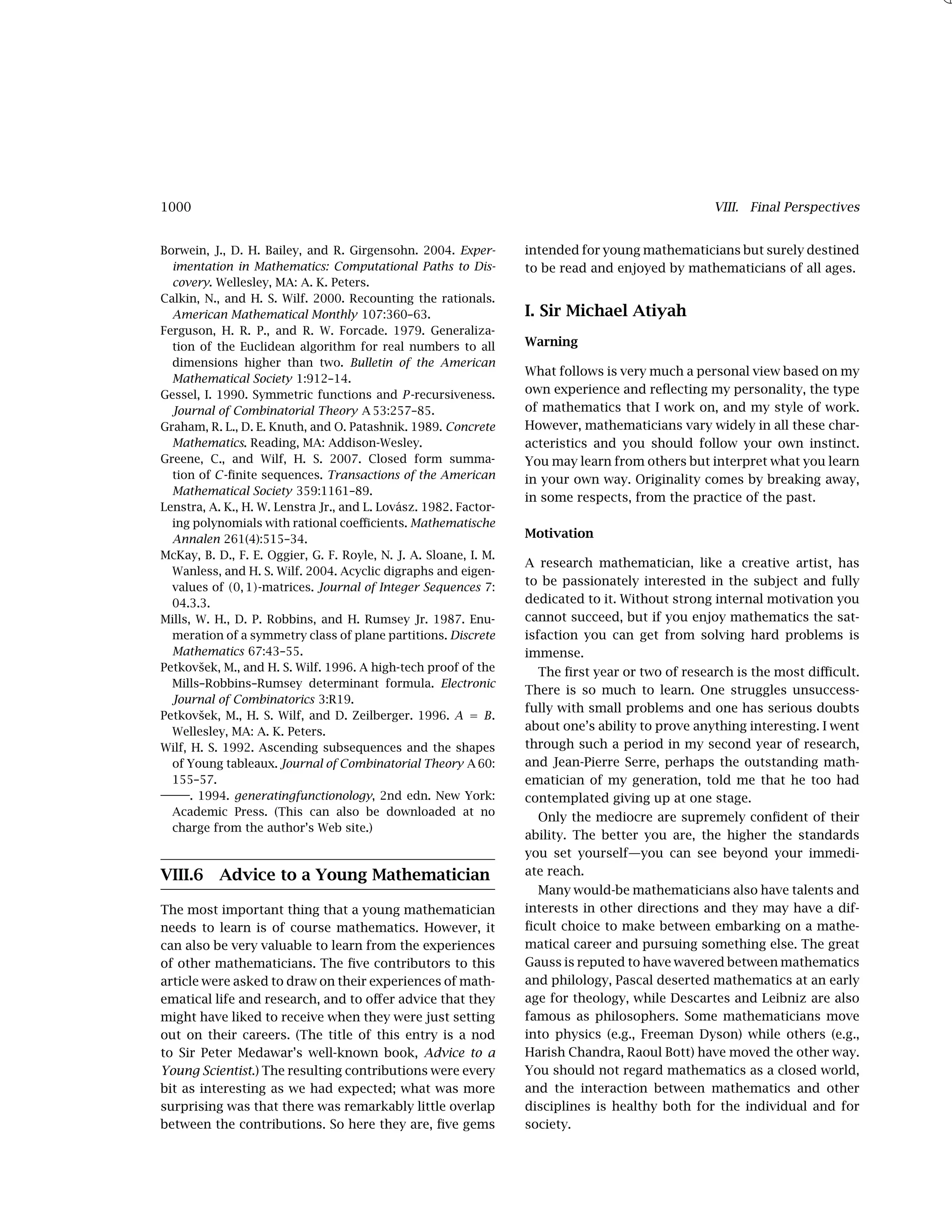 Advice to young mathematicians | PDF