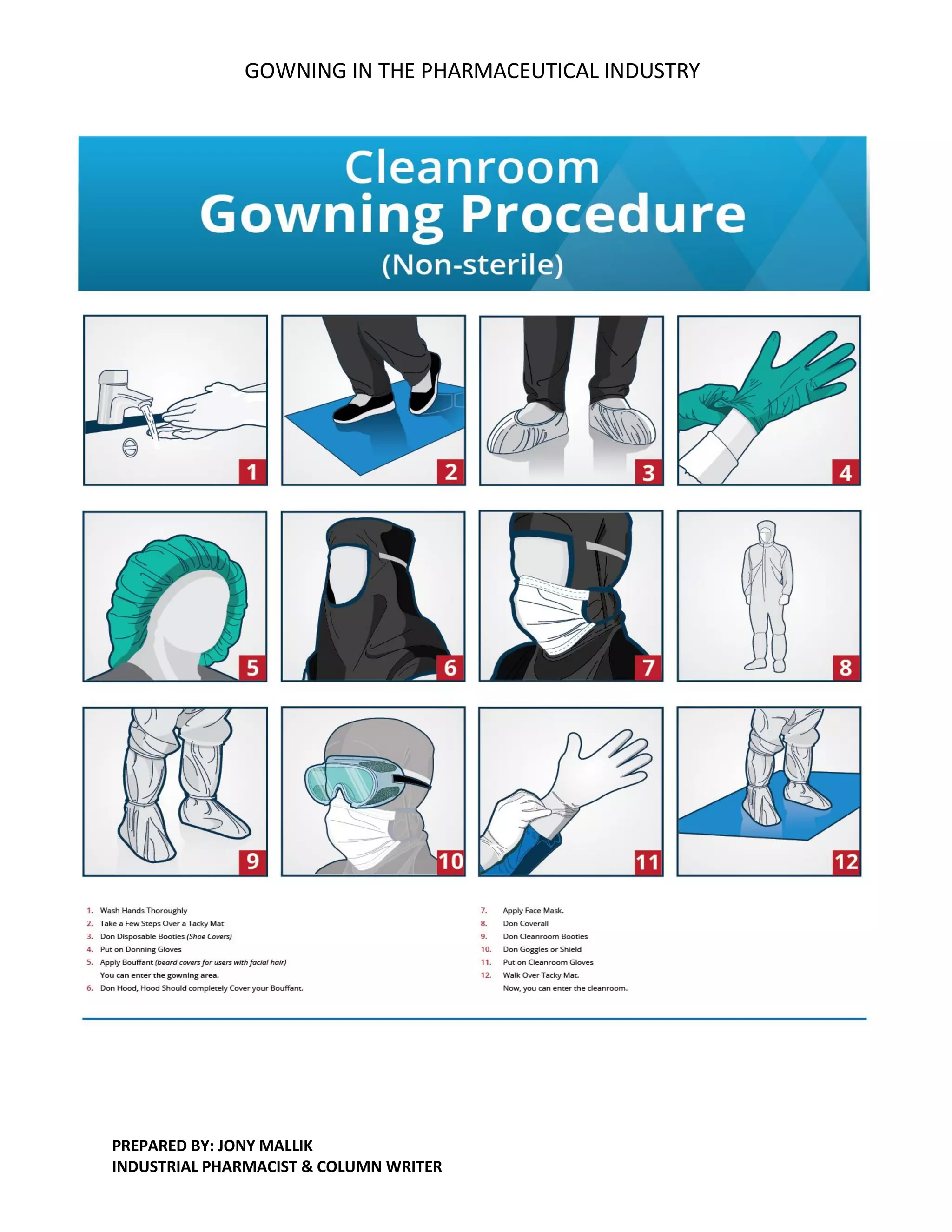 Gowning in the pharmaceutical industry | PDF