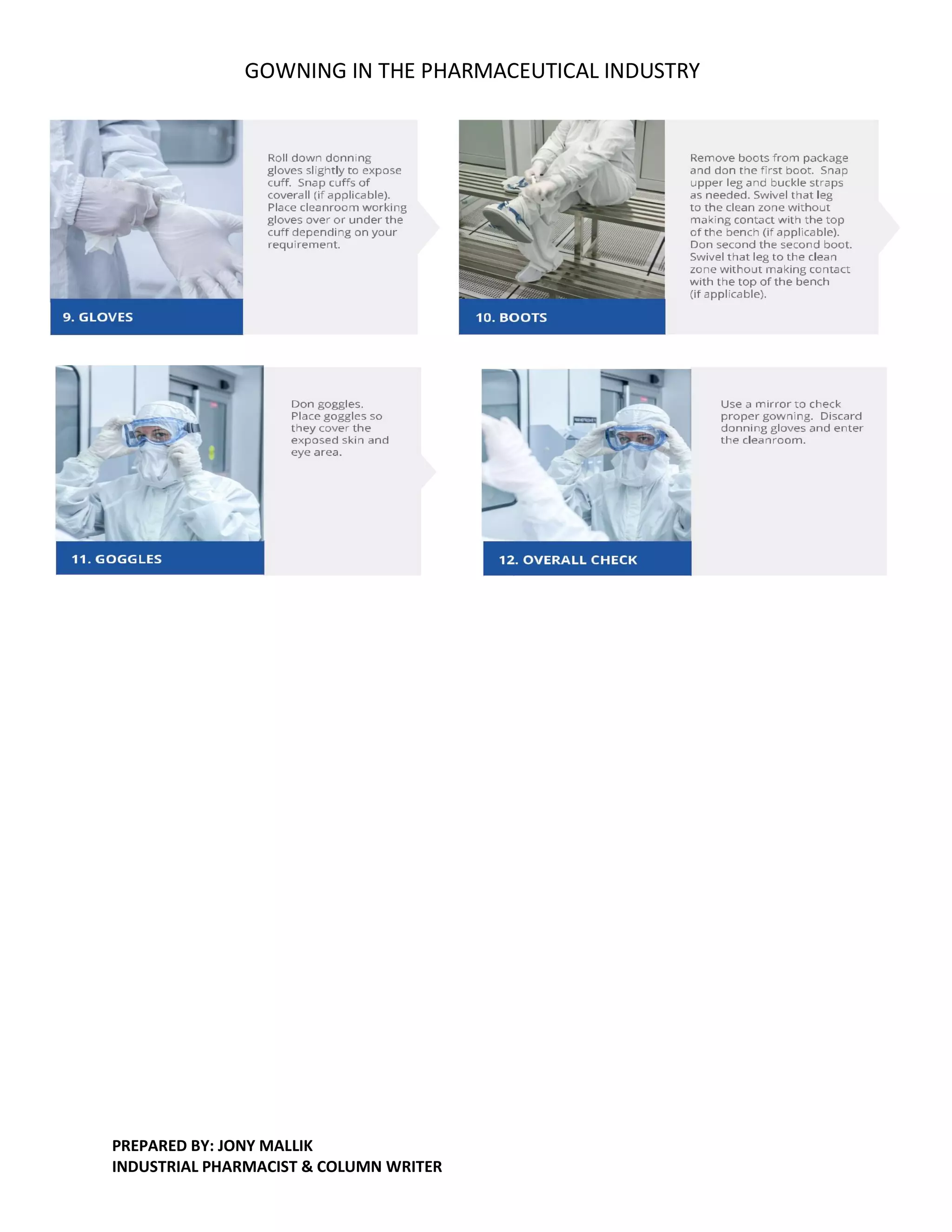Gowning in the pharmaceutical industry | PDF