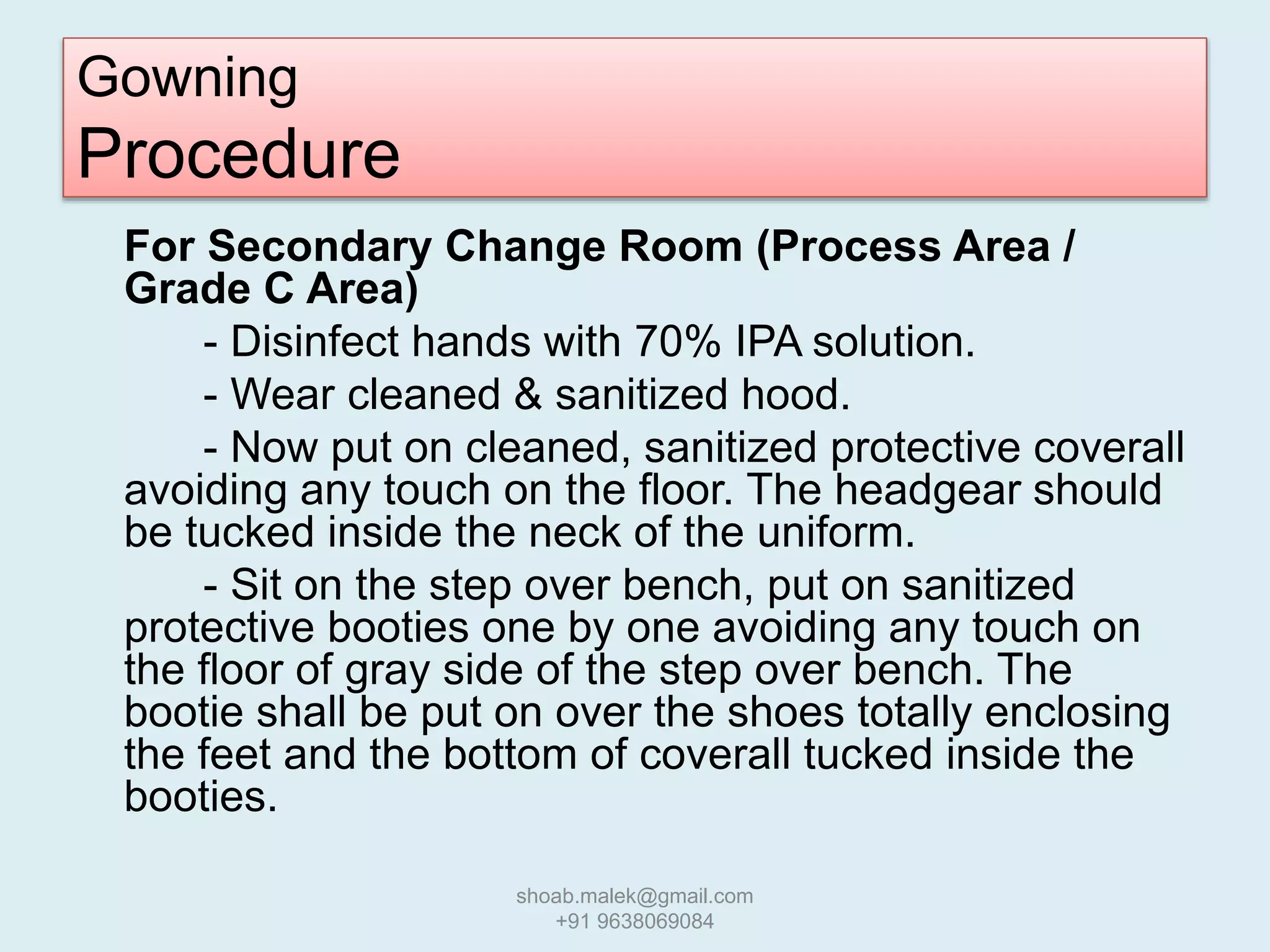 Gowning procedure for Pharma Manufacturing Area | PPTX
