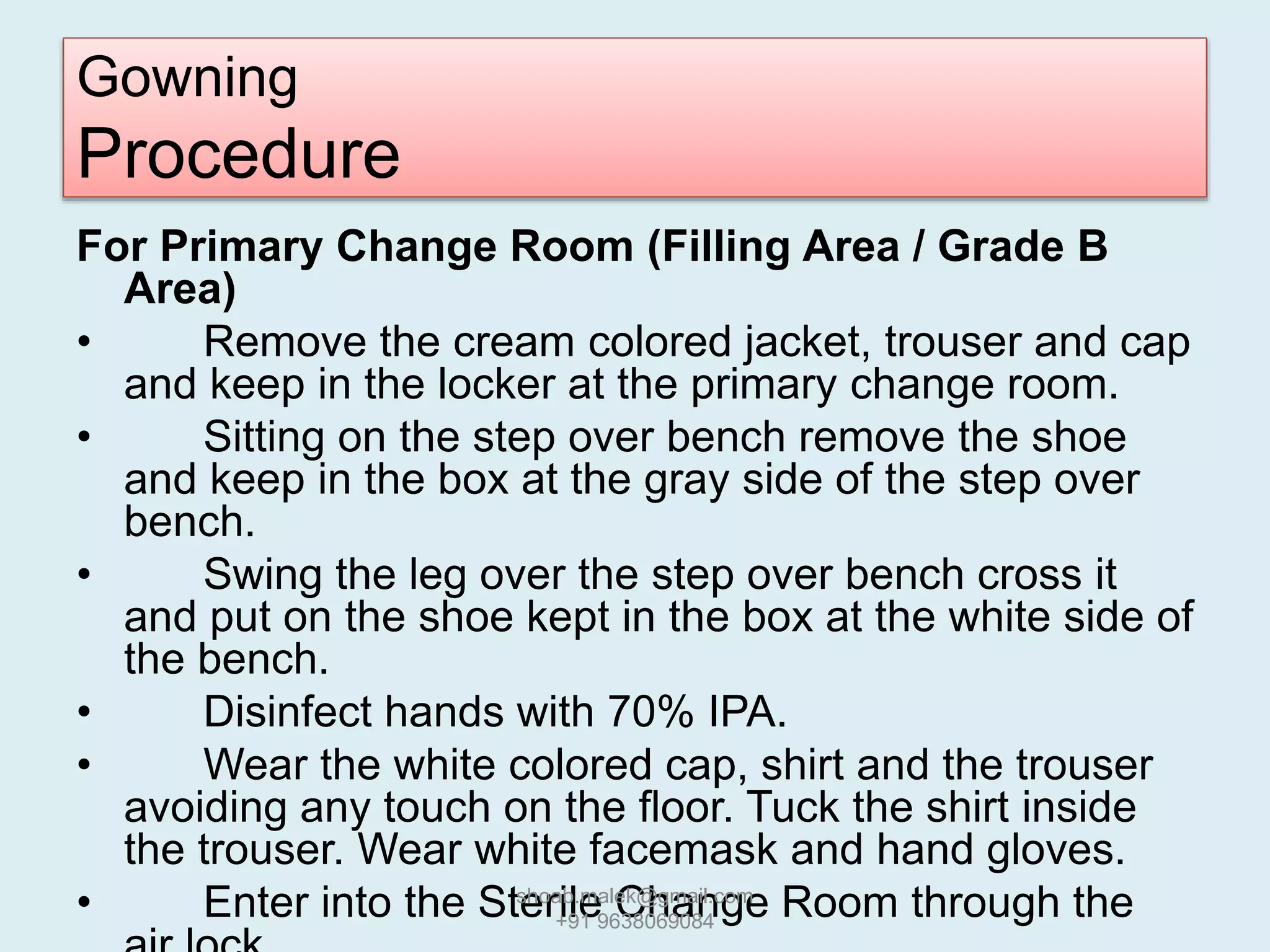Gowning procedure for Pharma Manufacturing Area | PPTX