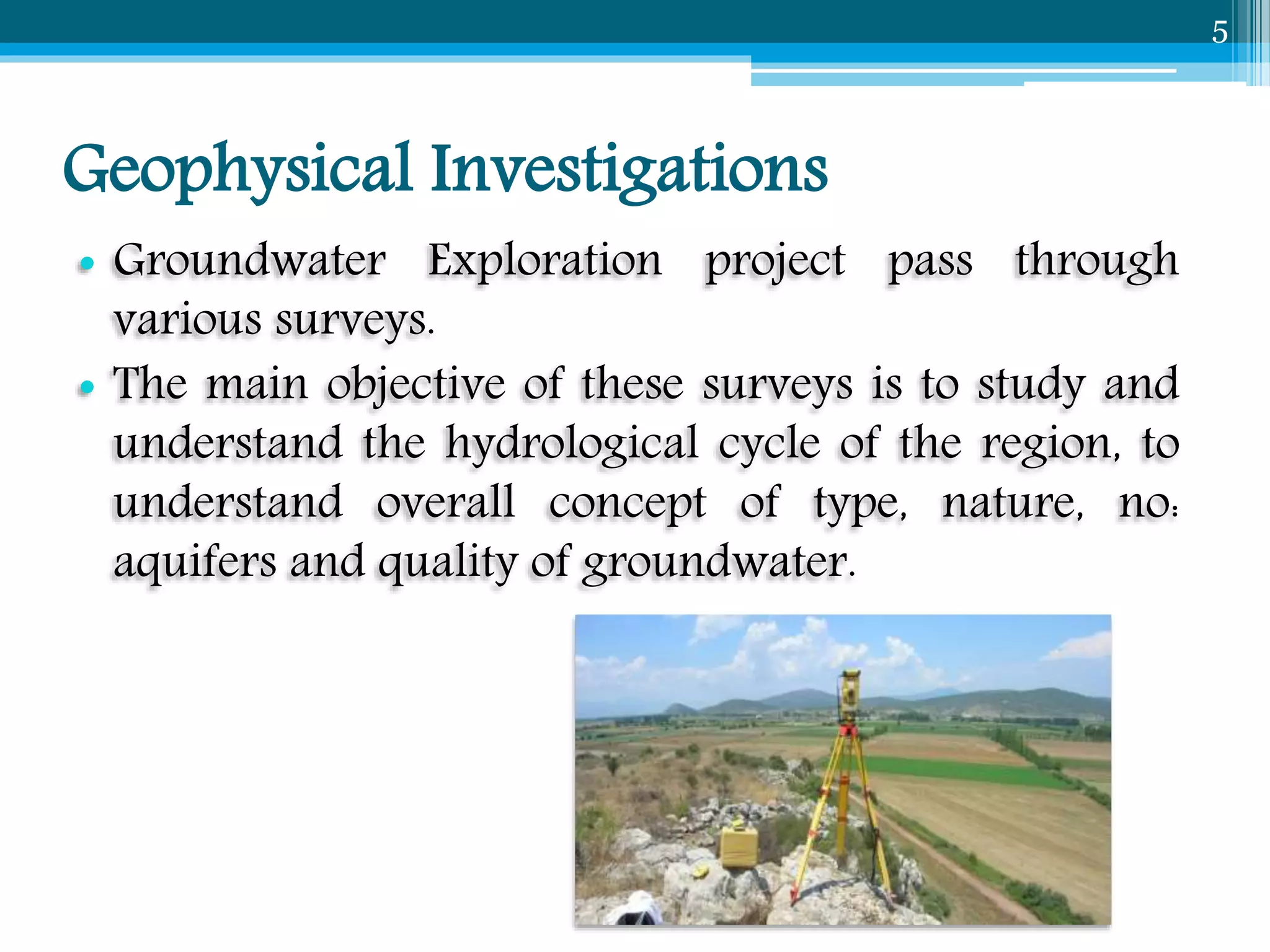 Groundwater Investigation Techniques-Geophysical Methods | PPTX