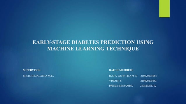 Early stage of diabetics prediction using machine learnin | PPTX ...