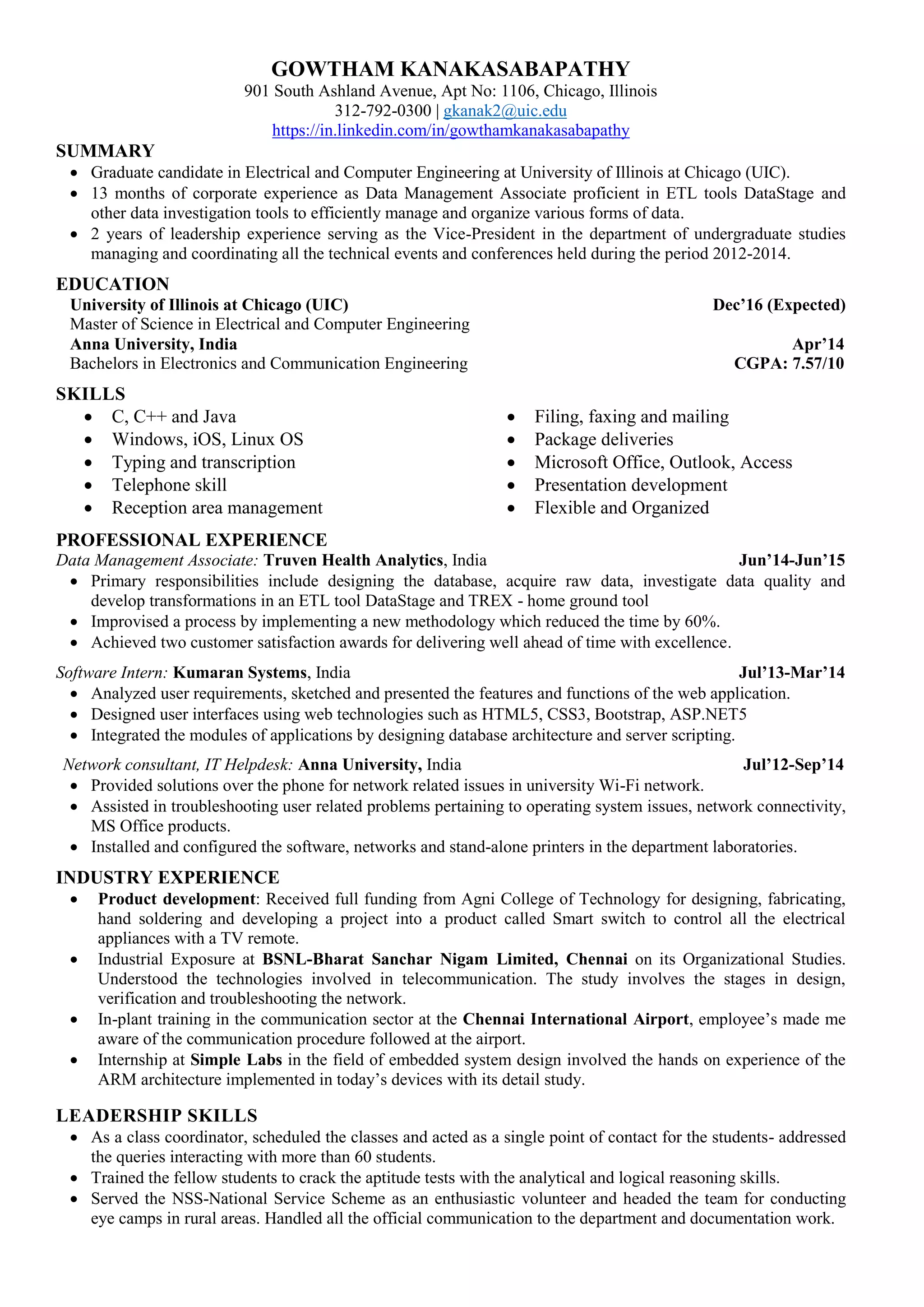 Gowtham kanakasabapathy resume | PDF