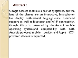 Google Glass ppt | PPT