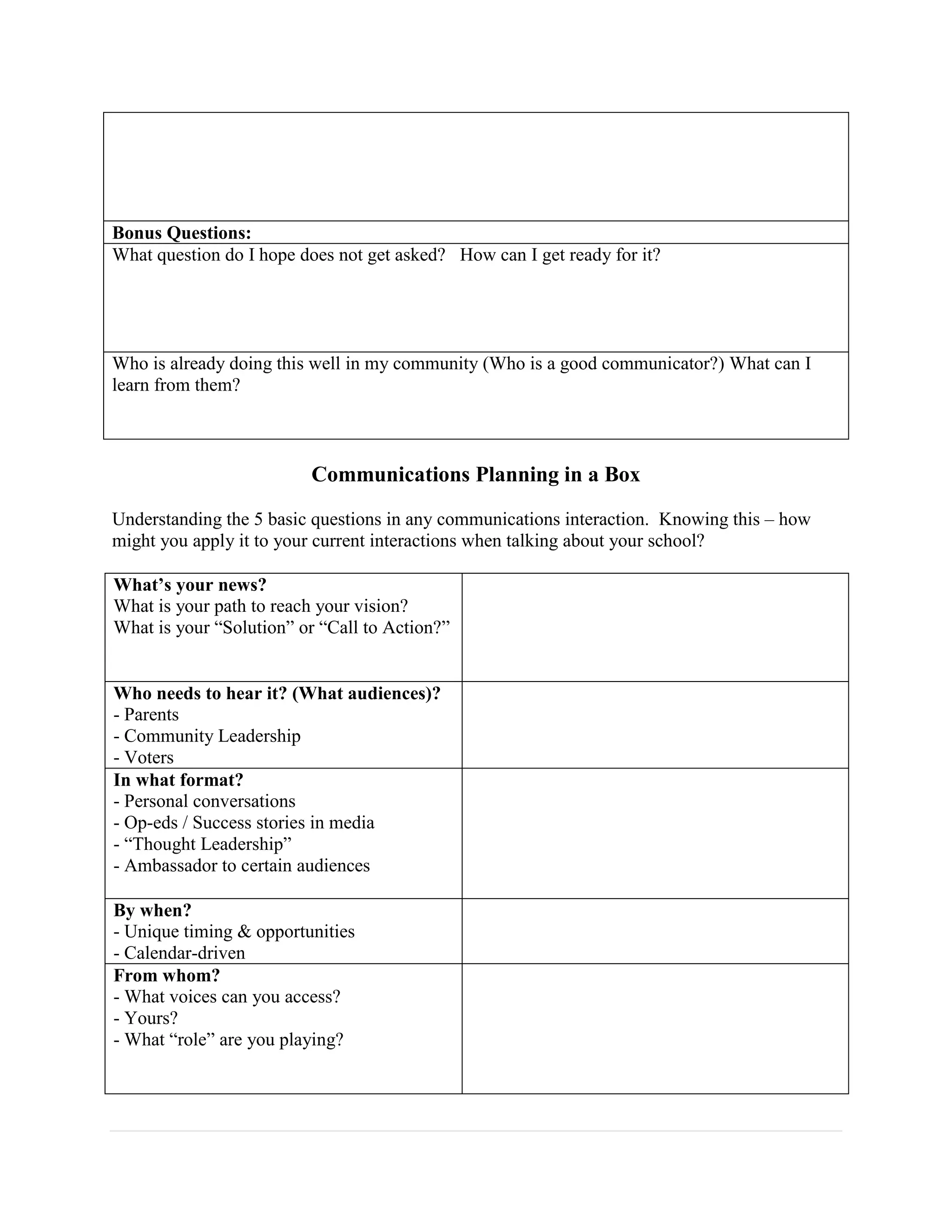 Goyette FCP Cook - planning worksheets | PDF