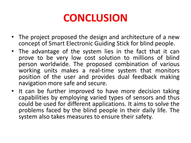 smart blind stick | PPTX | Computer Peripherals | Computing