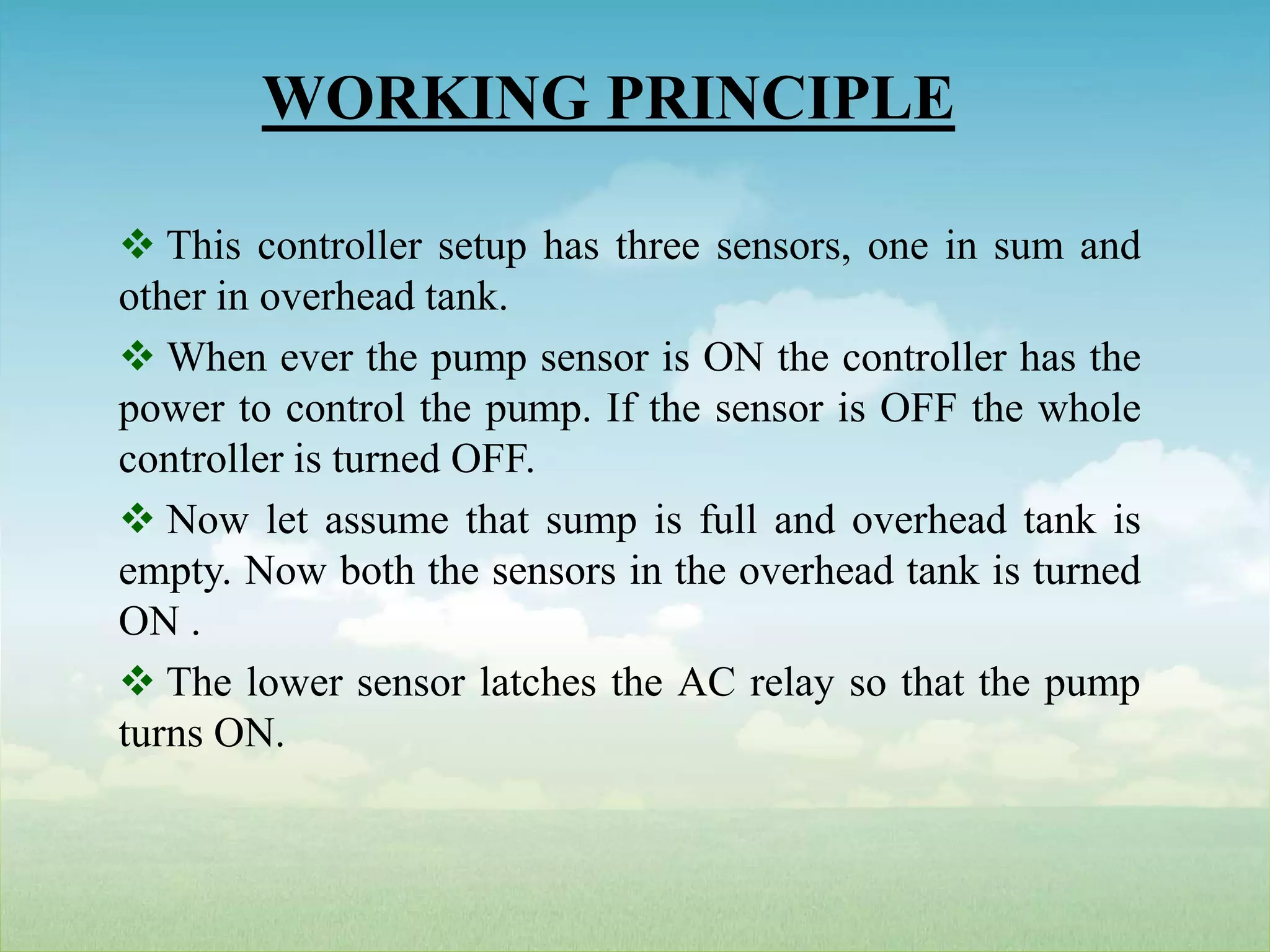 WATER LEVEL AUTOMATIC PUMP CONTROLLER | PPTX