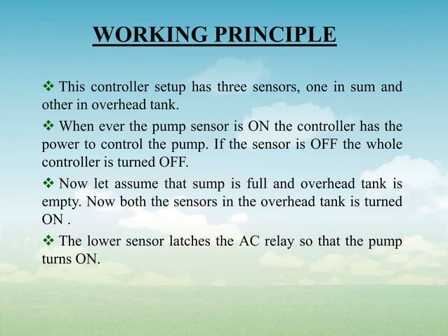 WATER LEVEL AUTOMATIC PUMP CONTROLLER | PPTX | Technology & Computing