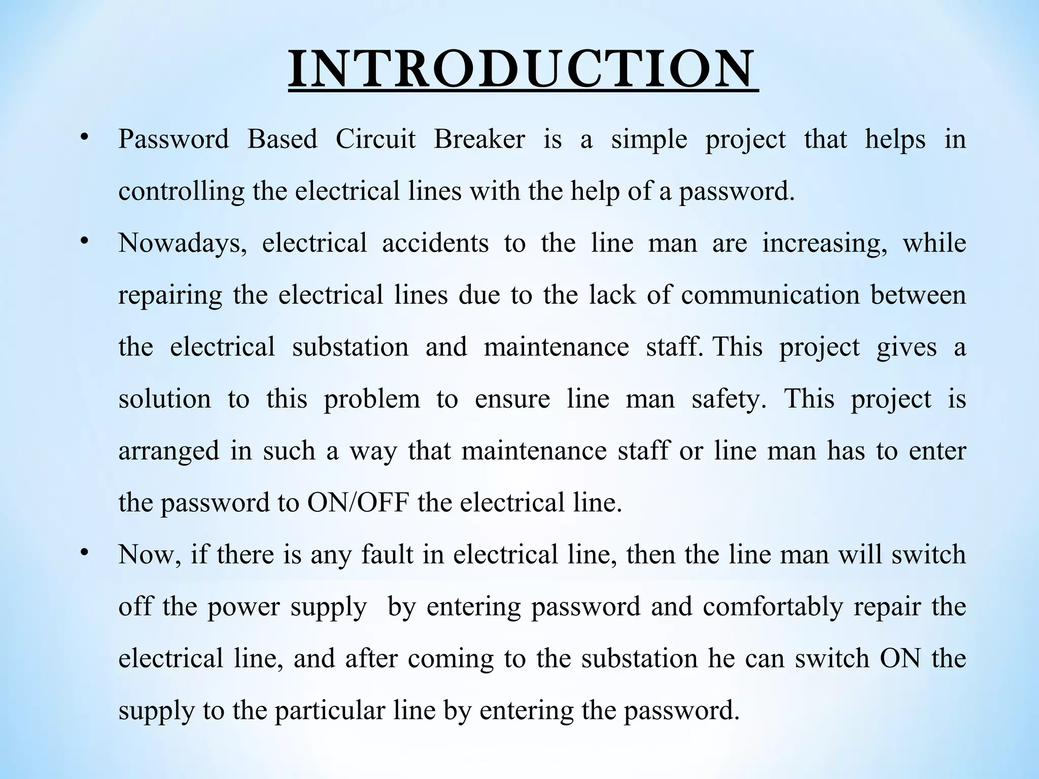 PASSWORD BASED ON/OFF CKT BREAKER | PPT