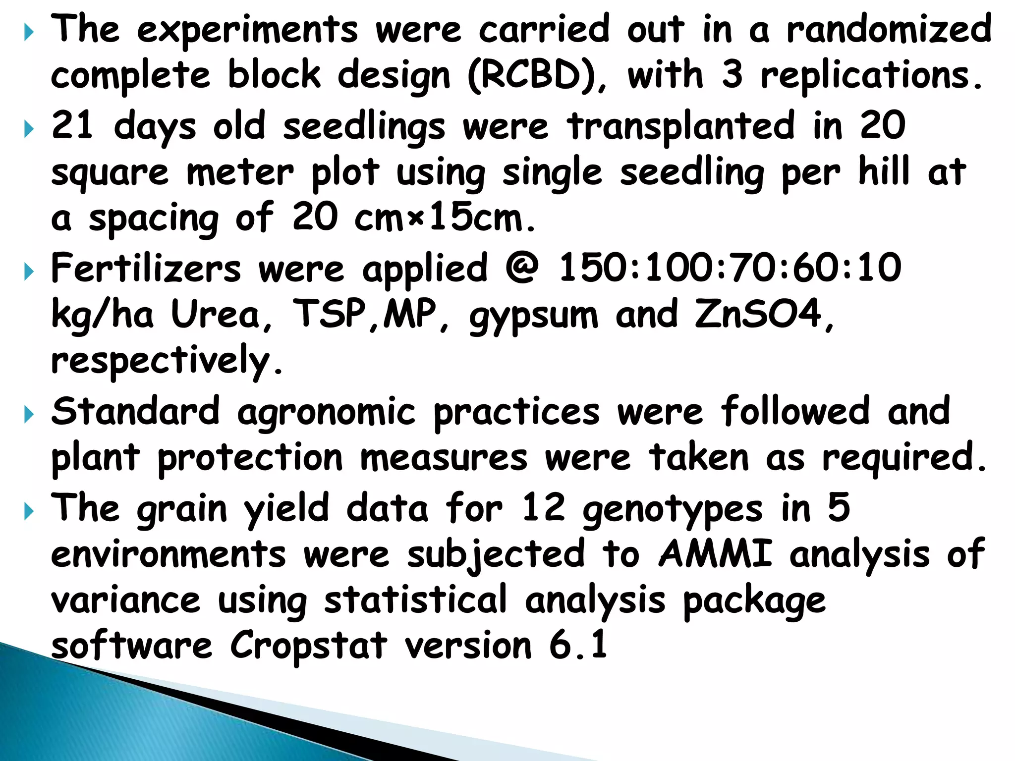 Stability analysis and G*E interactions in plants | PPTX