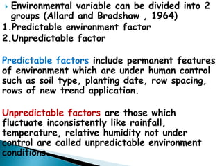 Stability analysis and G*E interactions in plants | PPTX