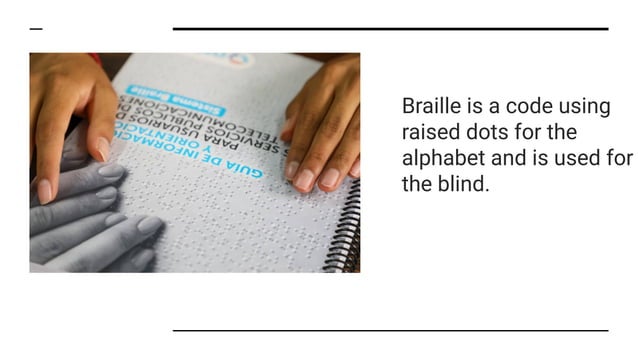 SING LANGUAGE AND BRAILLE background information, examples, graphics | PPT