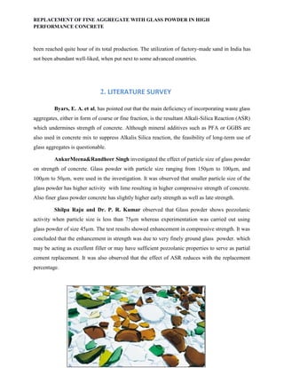 REPLACEMENT OF FINE AGGREGATE WITH GLASS POWDER IN HIGH PERFORMANCE ...