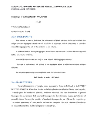 REPLACEMENT OF FINE AGGREGATE WITH GLASS POWDER IN HIGH PERFORMANCE ...